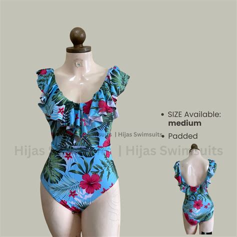Med Floral One Piece With Ruffles Swimsuit Bikini Womens Fashion