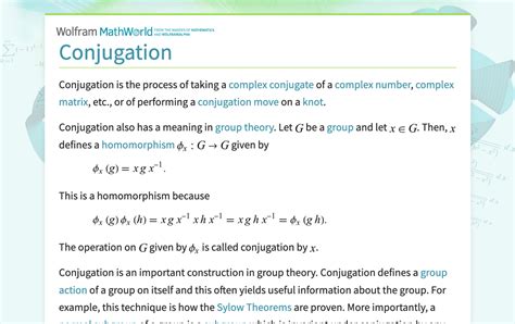 Conjugation From Wolfram Mathworld
