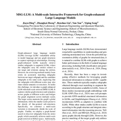 msg llm a multi scale interactive framework for graph enhanced large