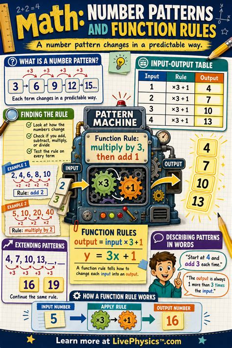 Math Number Patterns And Function Rules Infographic Livephysics™