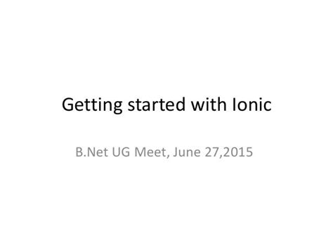 Getting Started With Ionic
