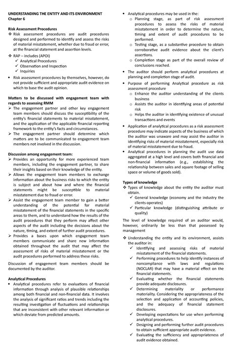 Chapter 6 Understanding The Entity And Its Environment