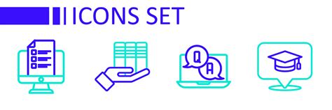 말풍선 질문 및 답변 도서 기부 및 온라인 퀴즈 테스트 설문 조사 아이콘에 라인 졸업 모자를 설정합니다 벡터 개념에 대한 스톡 벡터 아트 및 기타 이미지 Istock