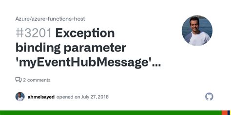 Exception Binding Parameter Myeventhubmessage Microsoftazure