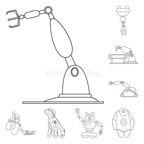 Isolated Object Of Robot And Factory Sign Collection Of Robot And Space Stock Vector