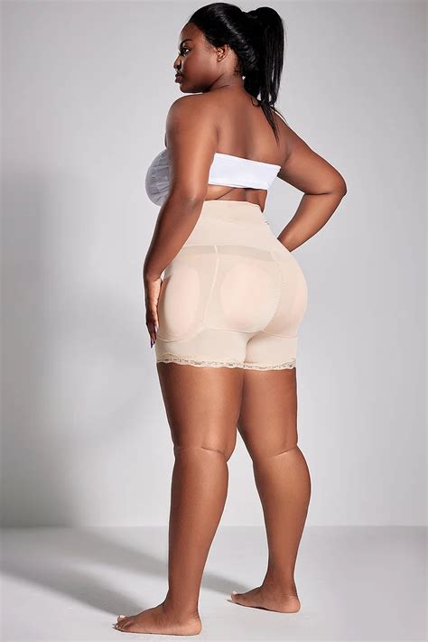 Xpluswear Design Plus Size Daily Black High Waist Body Shaping Waist Buttoned Hip Butt Lifting