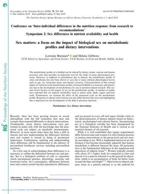 X Matters A Focus On The Impact Of Biological Sex On Metabolomic Profiles And Dietary