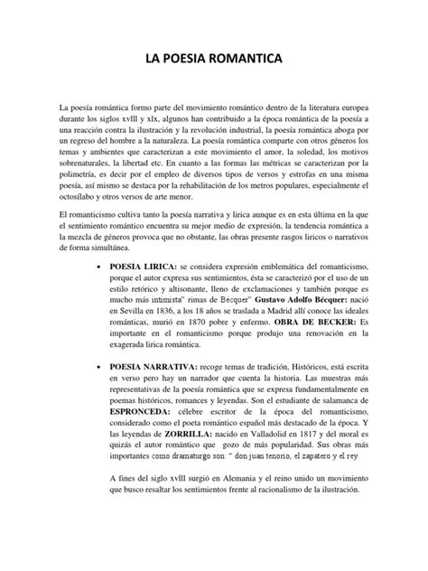 La Poesia Romantica Romanticismo Poesía Prueba Gratuita De 30