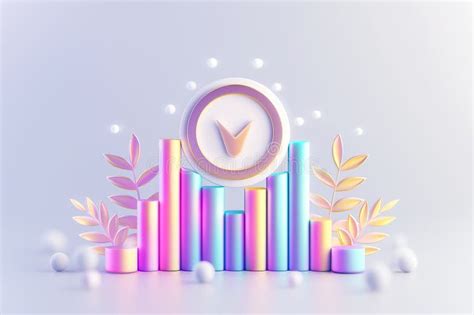 Colorful 3d Bar Graph Complete With An Emblem And Various Decorative Elements Designed For