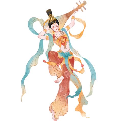 花瓣素材敦煌写实插画飞天仙女人物元素素材193425537