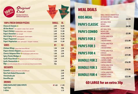 Papa Johns Menu