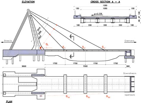 Elevation Plan And Cross Section Of The Investigated Cable Stayed