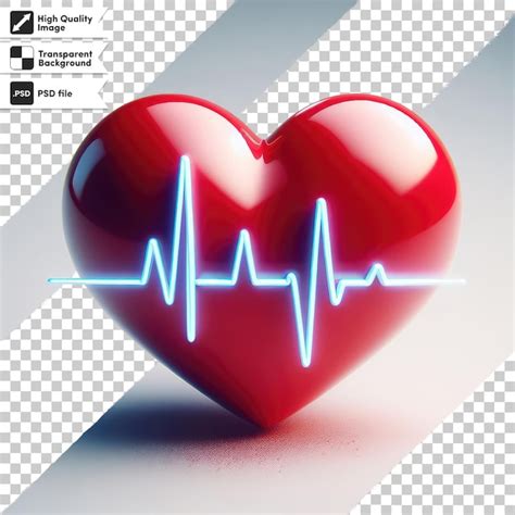 Premium Psd Psd Heart Symbol And Heart Beat On Ecg Graph On