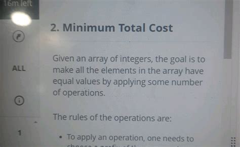 2 Minimum Total Cost Given An Array Of Studyx