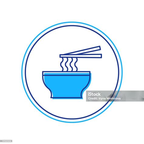 흰색 배경에 고립 된 그릇과 젓가락 아이콘에 아시아 국수를 가득 채웠다 길거리 패스트푸드 한국어 일본어 중국 음식 벡터 0명에 대한 스톡 벡터 아트 및 기타 이미지 Istock
