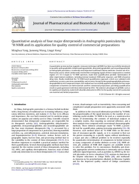 Pdf Separation Of Andrographolide And Neoandrographolide From The Leaves Of Andrographis