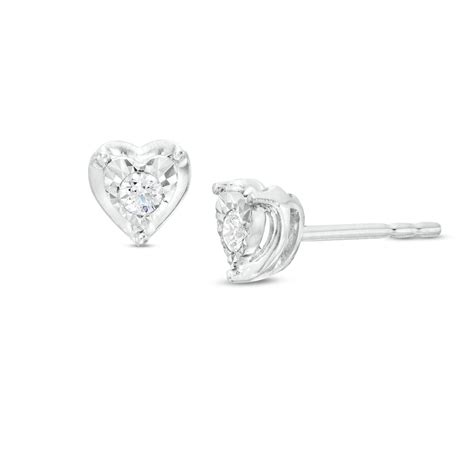 110 Ct Tw Diamond Solitaire Heart Stud Earrings In 10k White Gold