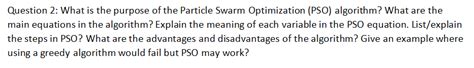 Solved Question What Is The Purpose Of The Particle Swarm Chegg