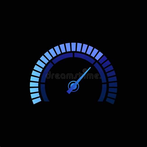 Car Speedometer Round Digital Neon Blue Led Gauge Vector Loading Scale Progress Bar Display