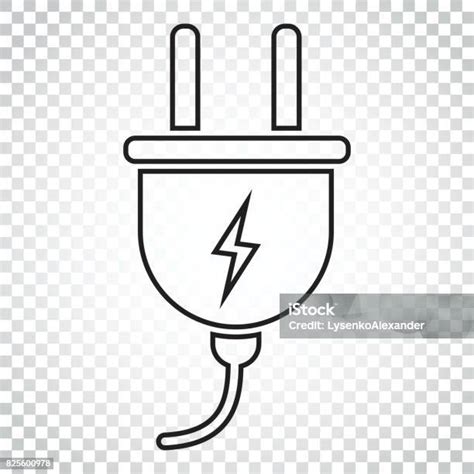 선 스타일에 벡터 아이콘을 연결 합니다 와이어 전원 케이블 평면 그림입니다 격리 된 배경에 간단한 비즈니스 개념 그림입니다