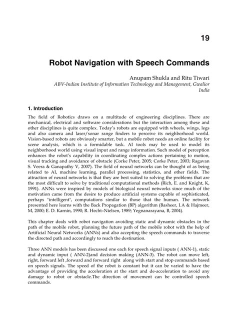 Pdf Robot Navigation With Speech Commands