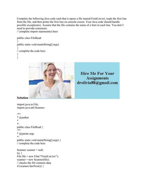 Complete The Following Java Code Such That It Opens A File Named Fruitdocx