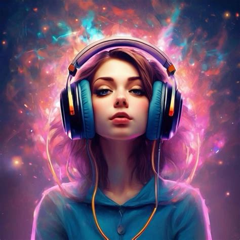 Волшебная музыка девушка в наушниках Рисунки Разное Рисунок