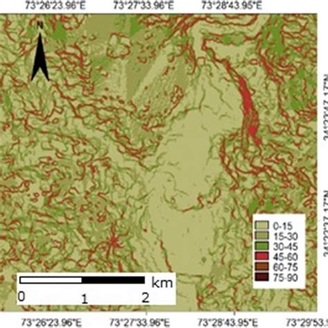slope gradient map of muzaffarabad with 15 degrees interval download