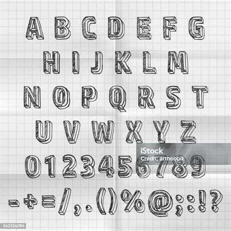 종이 Abc 기호 스케치 글꼴 세트 벡터 일러스트 레이 션 교육에 대한 스톡 벡터 아트 및 기타 이미지 교육 그리기 낙서