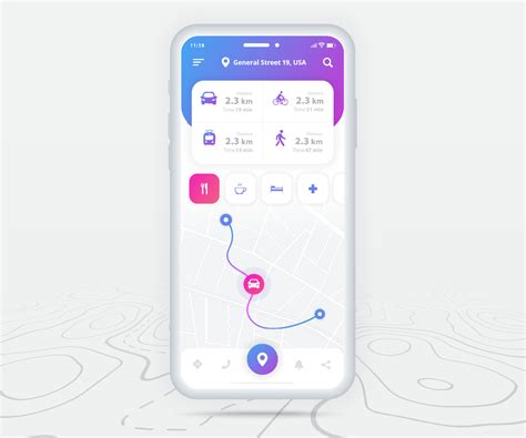 Map Gps Navigation Ux Ui Concept Smartphone Map Application And Destination Pinpoint On Screen
