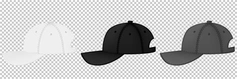 모자 또는 모자 왼쪽 보기와 야구 유니폼 캡의 모형과 빈 템플릿 격리된 벡터 그림 집합입니다 디자인 템플릿 벡터 Eps10 그림 개념에 대한 스톡 벡터 아트 및 기타 이미지