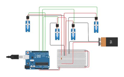Circuit Design 4 Servo Motor Tinkercad