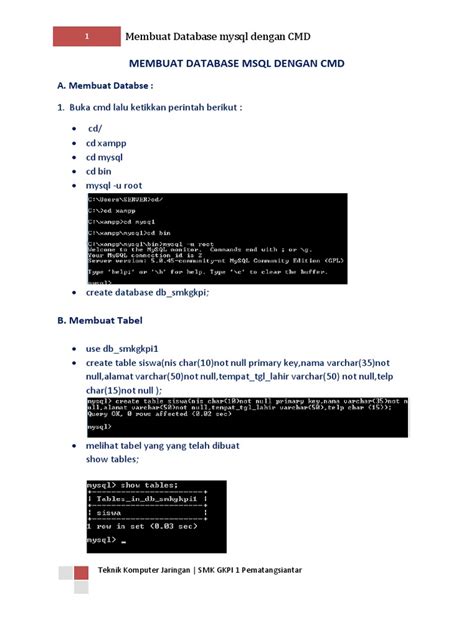 membuat database menggunakan cmd pdf