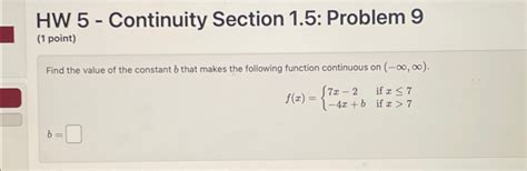 Solved HW Continuity Section Problem Chegg Com
