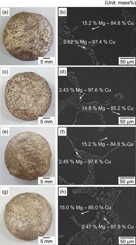 Photographs And Results Of The Sem Eds Analysis Of Mgcu Alloys