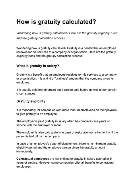 SOLUTION How Is Gratuity Calculated Studypool