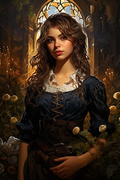 Premium Ai Image Girl Herbalist Witch In Magic School Cover Of A Fantasy Novel Vertical