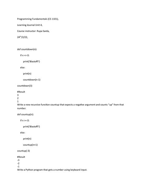 Cs 1101 Lear Best Work Ever Programming Fundamentals Cs 1101
