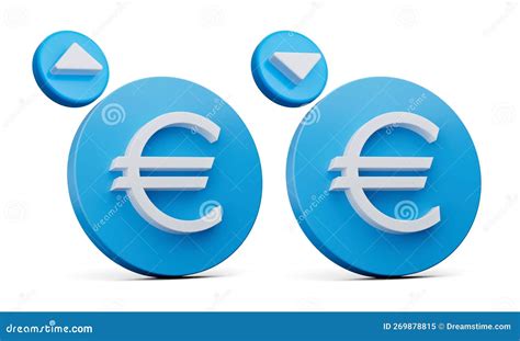 3d Simple Blue Euro Coin Increase And Decrease Icon Isolated On White