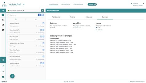 the project overview screen nevis documentation