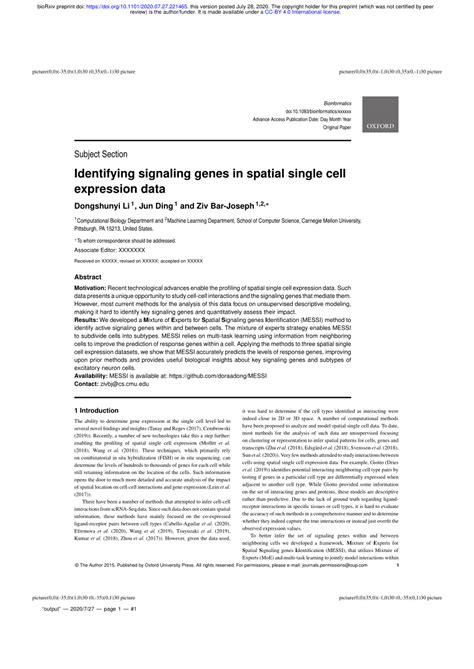 PDF Identifying Signaling Genes In Spatial Single Cell Expression Data