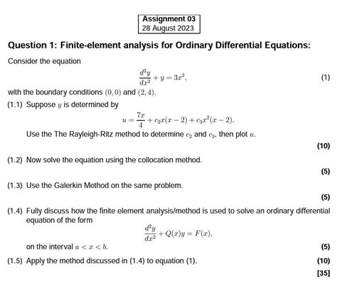 Solved Question Finite Element Consider The Chegg
