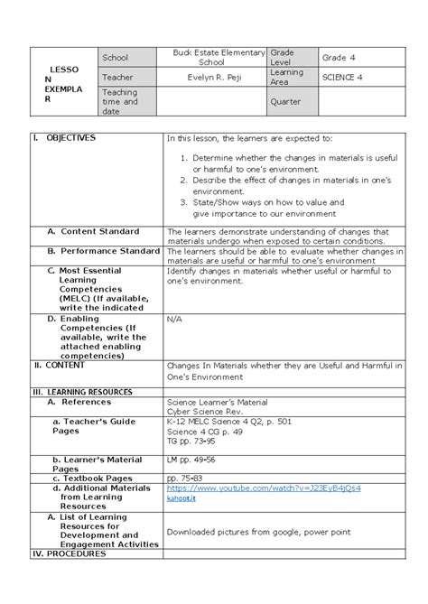 Grade BEES LESSO N EXEMPLA R Babe Buck Estate Elementary Babe Grade Level Grade