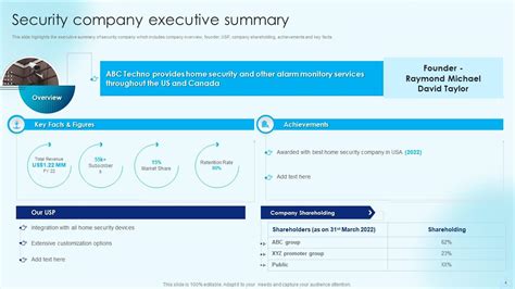 Security Alarm And Monitoring Systems Company Profile Powerpoint Presentation Slides