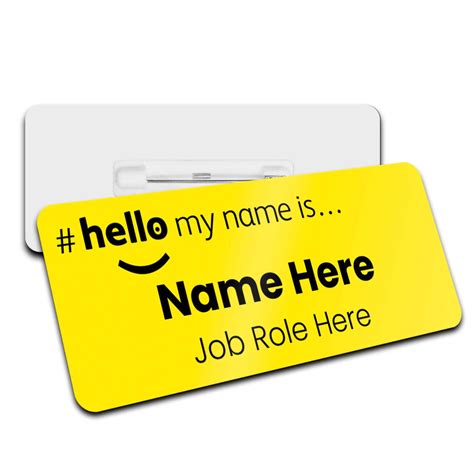 Hello My Name Is Name Badge Yellow Personalised Premium Durable Name Badge Hello Mynameis Name