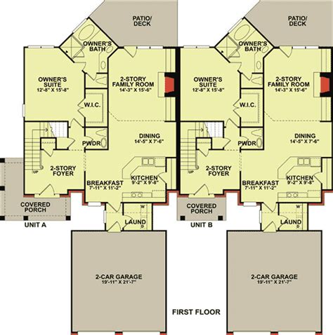 Townhouse Floor Plans 1 Story With Garage Plan 061h 0175 The House