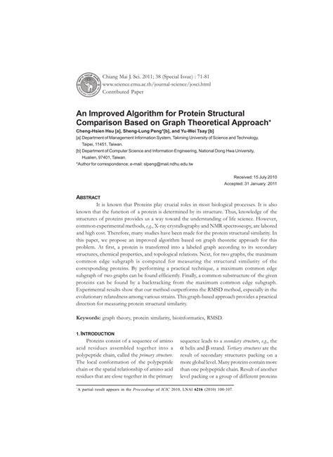 Pdf An Improved Algorithm For Protein Structural Comparison Based On