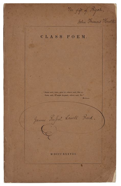 Class Poem Jr Lowell 1838 Christies