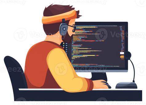 A Focused Programmer Engrossed In Coding On A Computer 60815635 Png