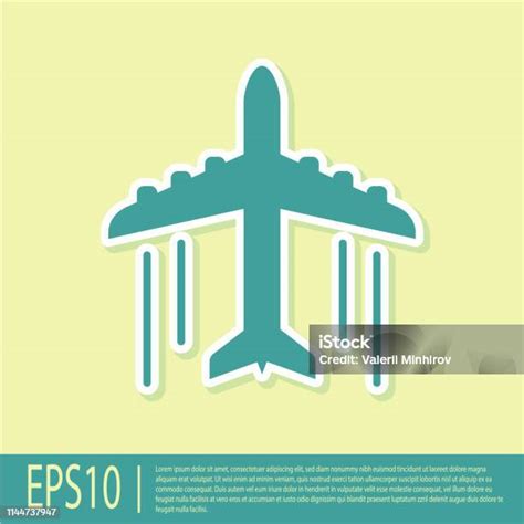 노란색 배경에 고립 된 녹색 비행기 아이콘입니다 비행 비행기 아이콘입니다 여객기 기호입니다 평면 디자인입니다 벡터 일러스트 0